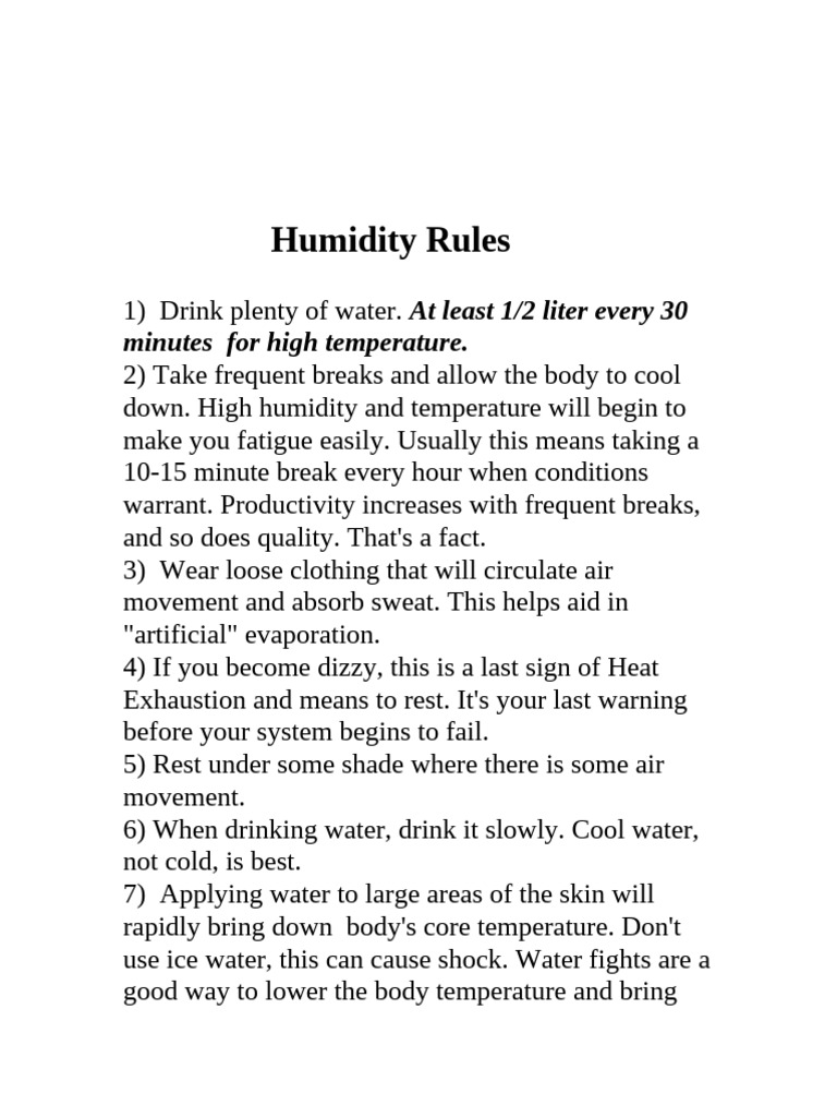 Humidity Rules | PDF