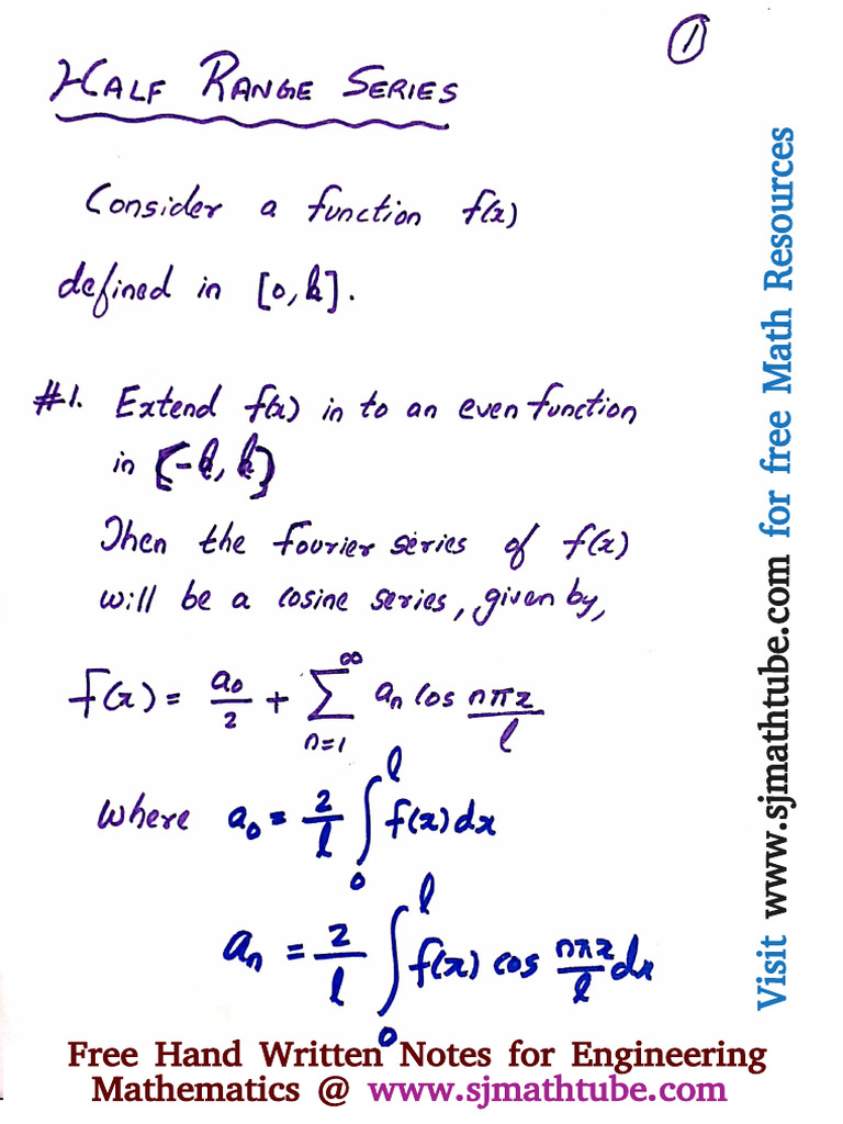 26BJ2 Fourier Half Range Series Notes PDF | PDF