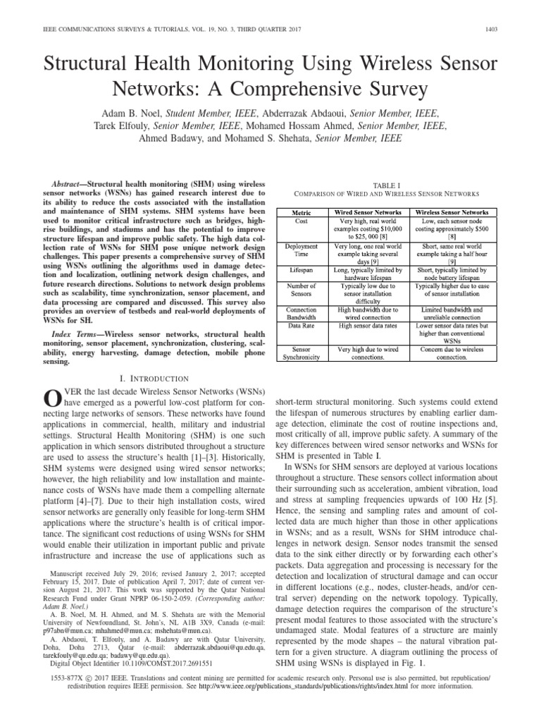 Structural Health Monitoring Using Wireless Sensor Networks A Comprehensive Survey | PDF ...