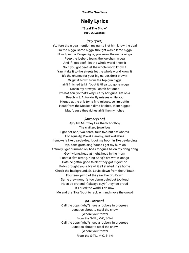 Nelly - Steal The Show Lyrics | PDF | African American Music | Hip Hop
