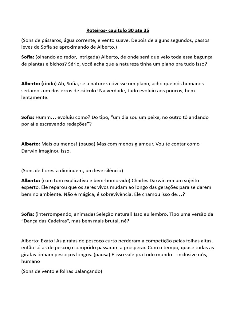 Roteiro o Mundo de Sofia | PDF | Existencialismo | Liberdade