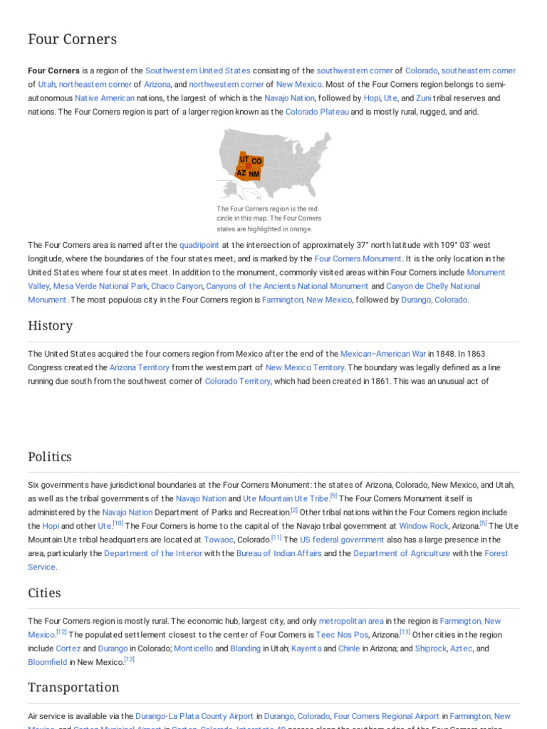 Four Corners - Wikipedia | PDF