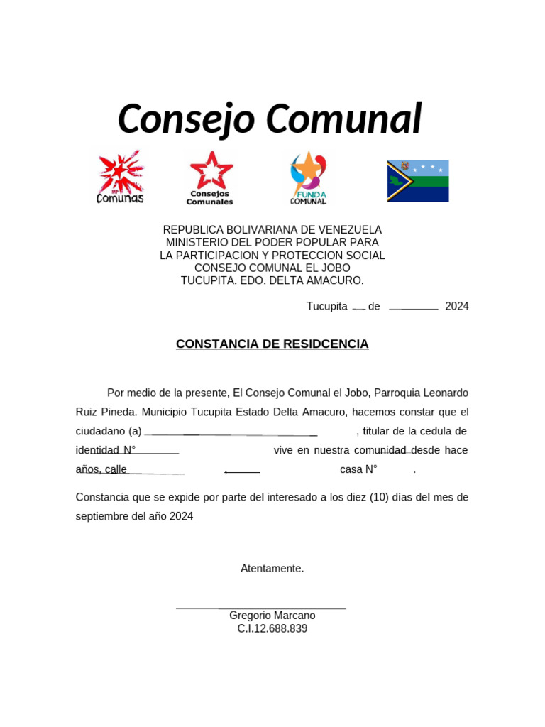 Consejo Comunal El Jobo | PDF