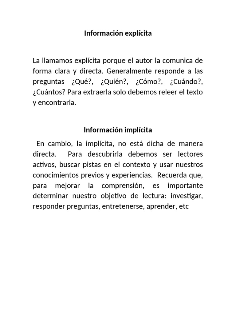 Información Explícita | PDF