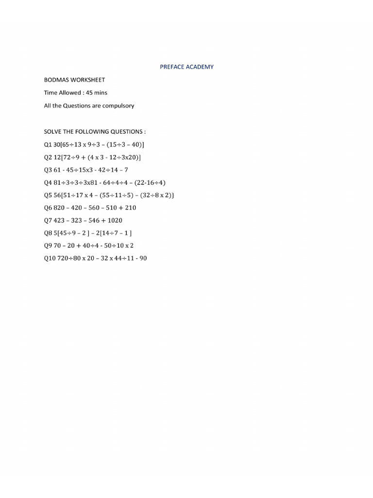 BODMAS | PDF