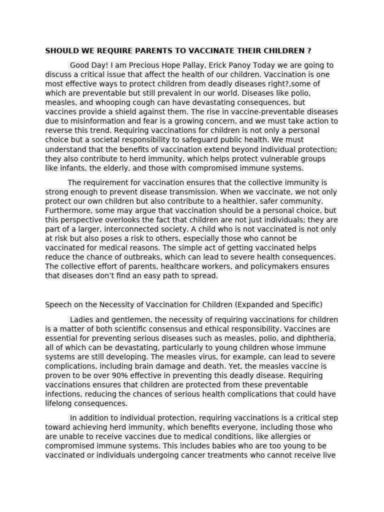 Importance of Mandatory Child Vaccination | PDF | Vaccination | Vaccines