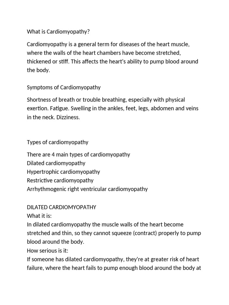 Cardiomyopathy | PDF | Heart | Heart Failure