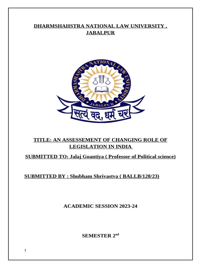 Polity Second Sem Project | PDF | Bill (Law) | Governance