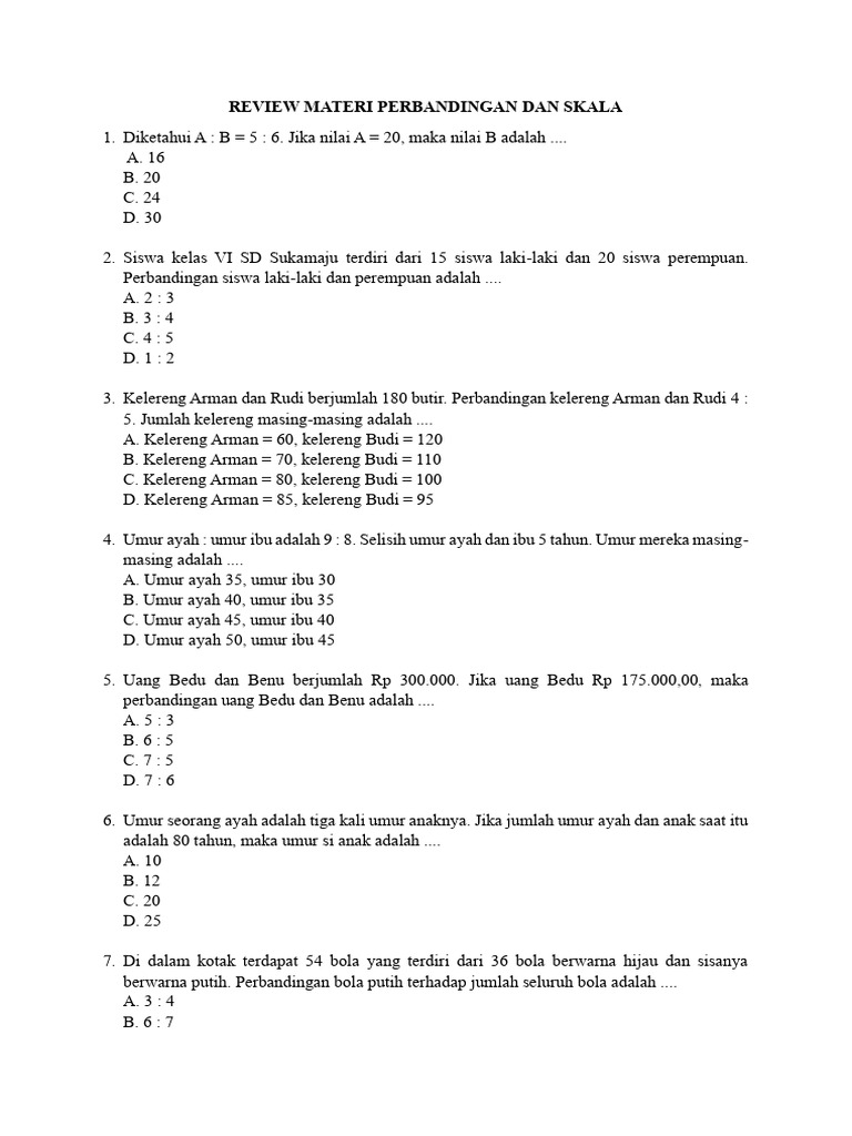Review Materi Perbandingan Dan Skala | PDF