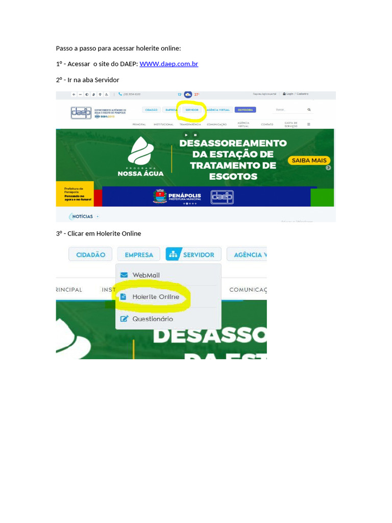 Passo a Passo para acessar Holerite | PDF