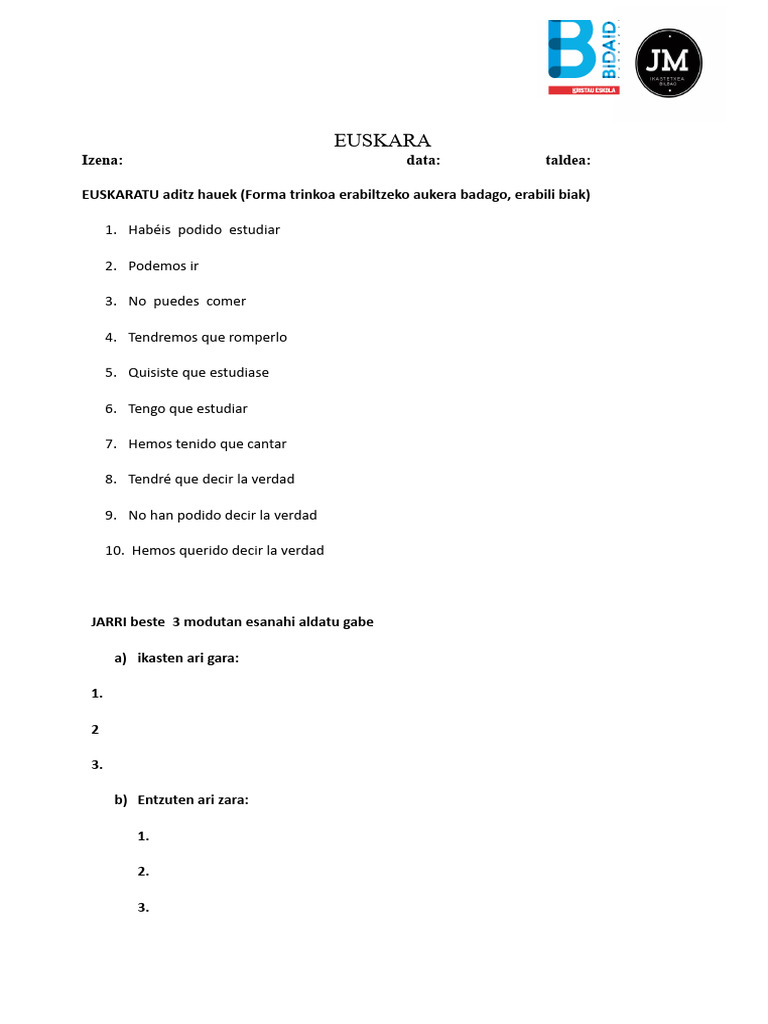 22-23 Azterketa dbh4 | PDF