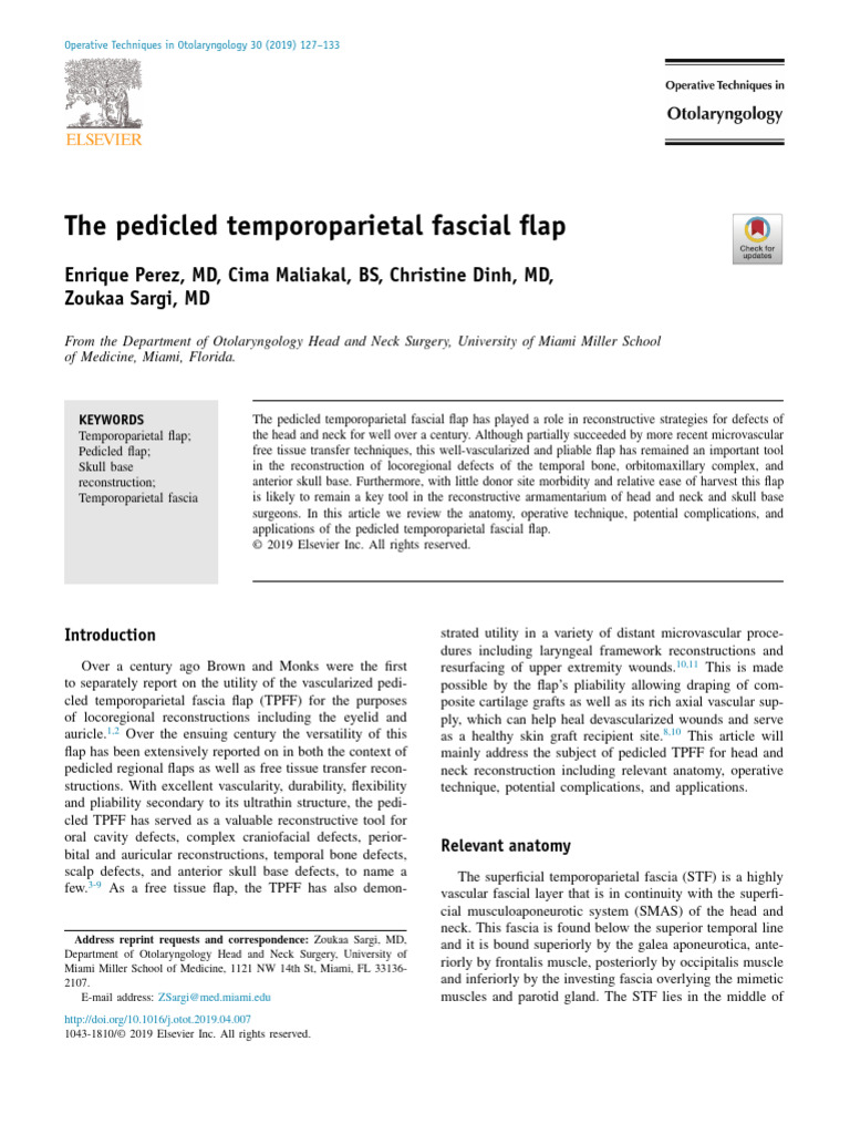 The Pedicled Temporoparietal Fascial Flap | PDF | Common Carotid Artery ...