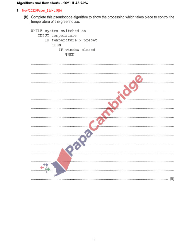 2022 Algorithms and Flow Charts AS 9626 | PDF