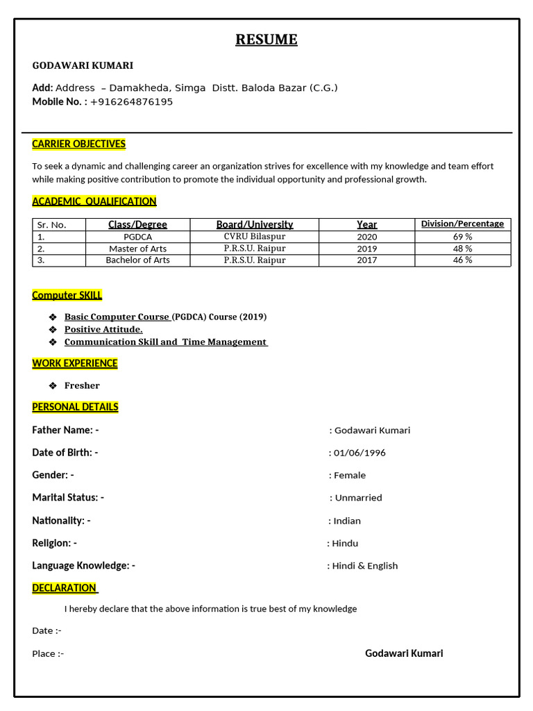 Normal RESUME | PDF