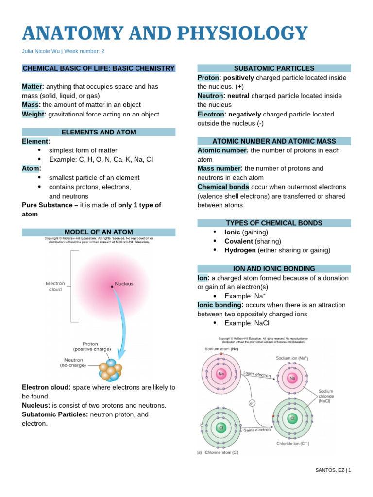 Anatomy and Physiology: Basic Chemistry | PDF | Carbohydrates | Ion