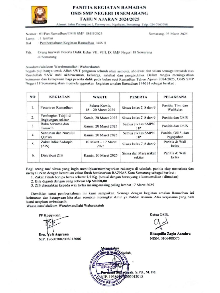 Edaran Ramadhan'25 | PDF
