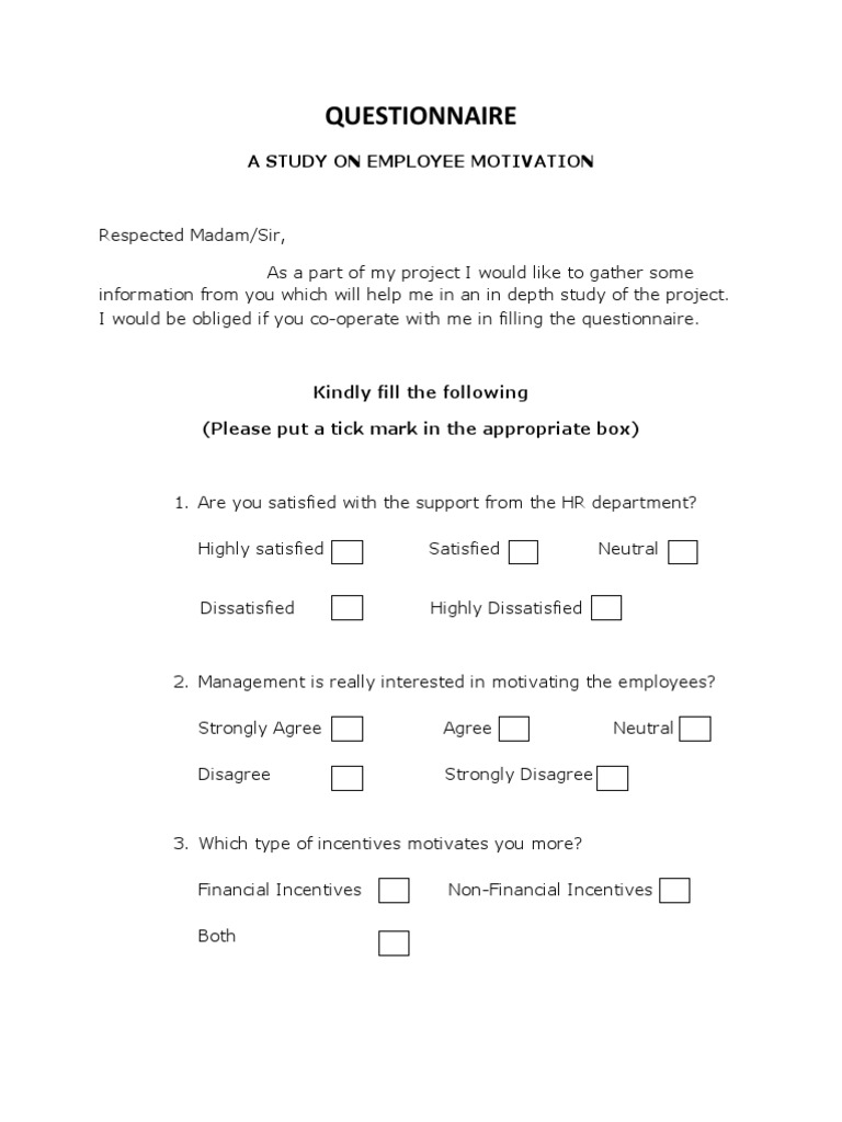 Questionnaire | PDF | Motivation | Motivational
