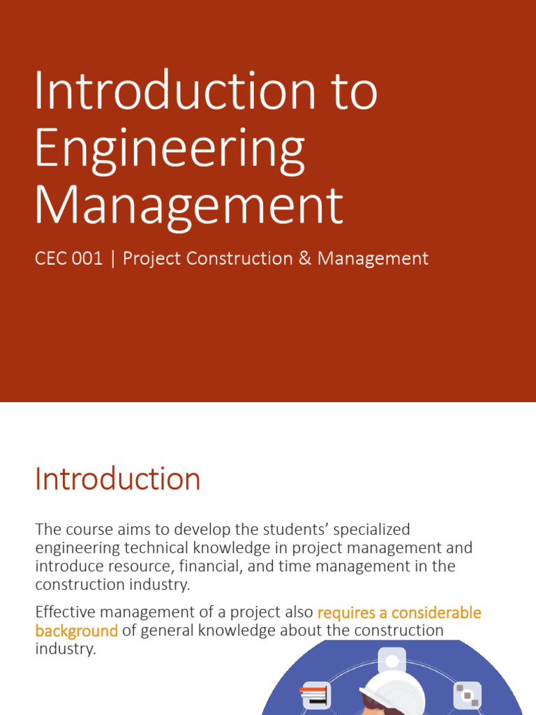 Introduction To Engineering Management | PDF | Construction Management ...