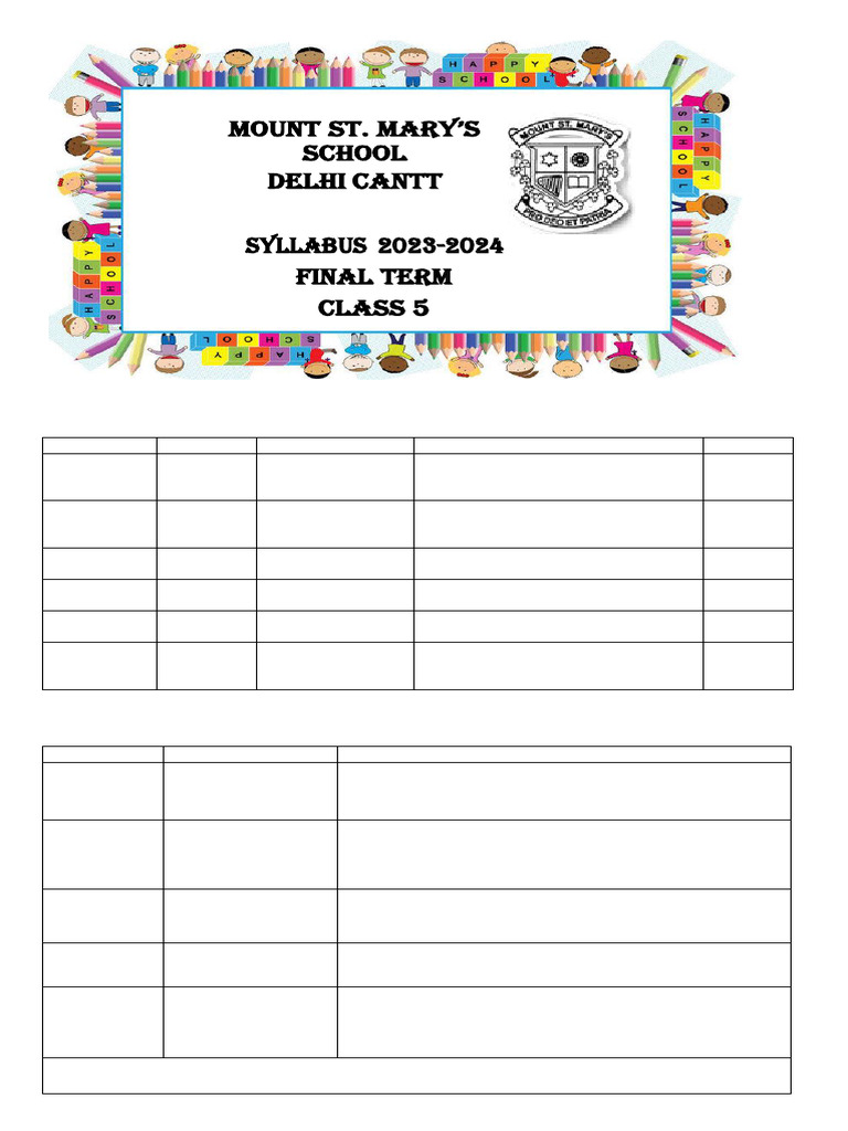 Class 5 Final Term Syllabus 2023-24 (1) - 231002 - 142133 | PDF | Subject (Grammar) | English ...