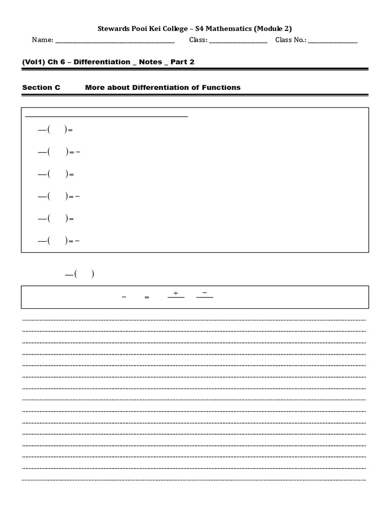 Ch.5 Differentiation - Notes - Part2 | PDF | Trigonometric Functions ...