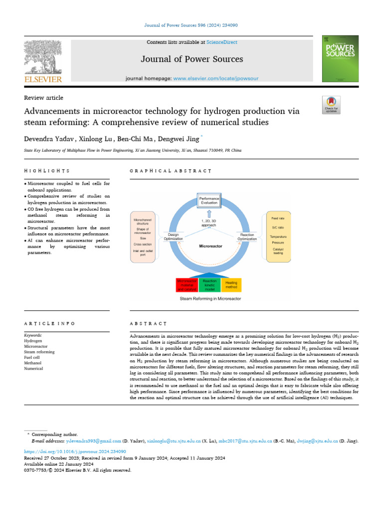 Advancements in microreactor technology for hydrogen production via ...