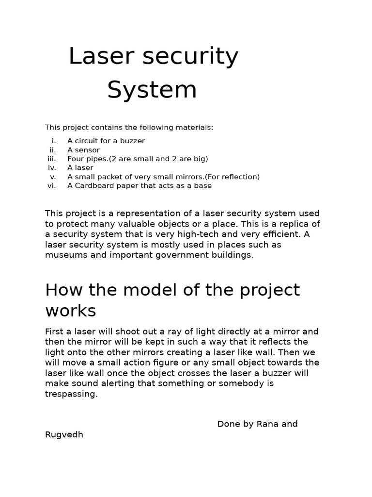 Laser Security System Project Guide | PDF