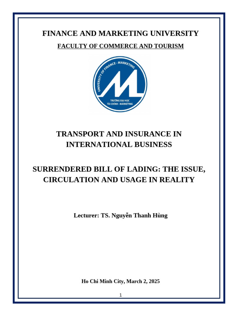 ASSIGNMENT 1_ Group 2 | PDF | Consignee | Cargo