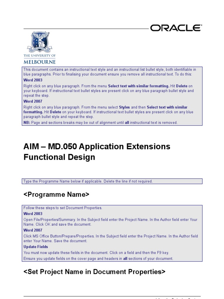 Business Analysis Template-AIM MD050 App Ext Funct Design-V101 | PDF | Parameter (Computer ...