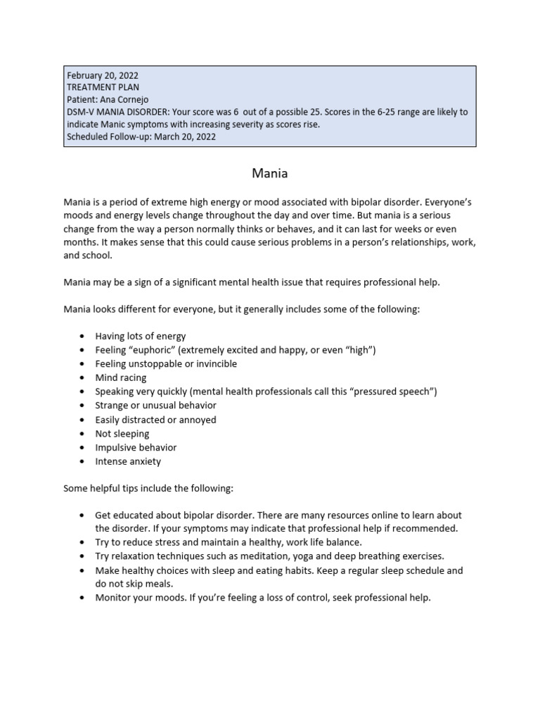 327417 | PDF | Mania | Major Depressive Disorder