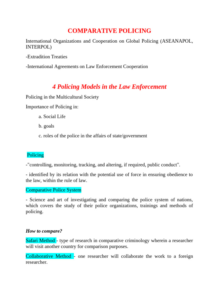Lea 221 (Comparative Policing) | PDF | Police | Crimes