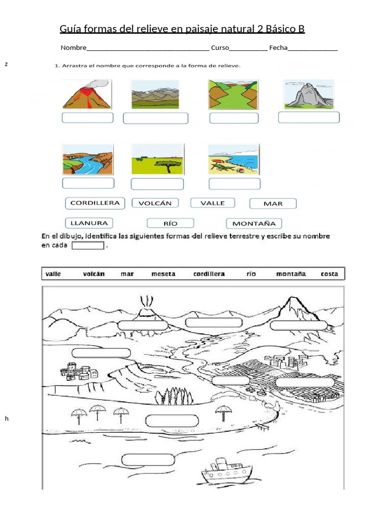 Guía Formas Del Relieve en Paisaje Natural N 1 | PDF