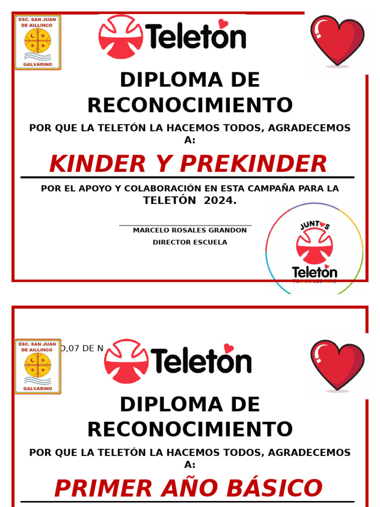 Diploma de Reconocimiento Teleton 2024 | PDF