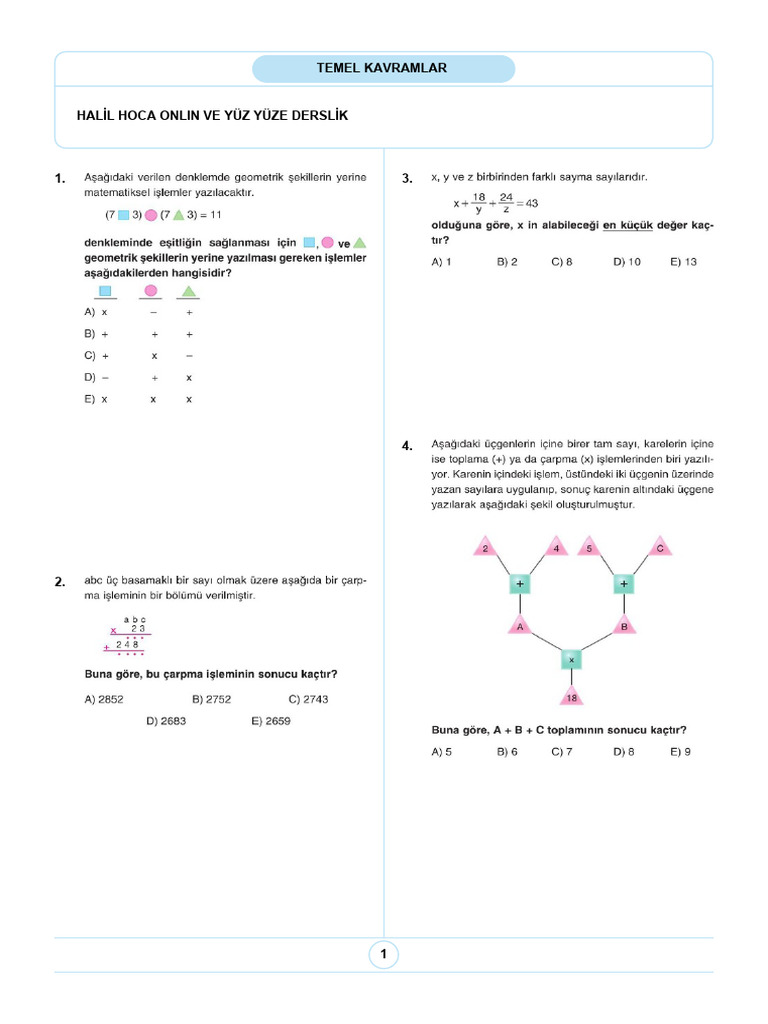 Temel Kavramlar 2024 (200 Soru) | PDF