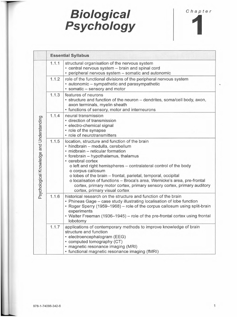 1 Biological psychology | PDF | Brain | Nervous System