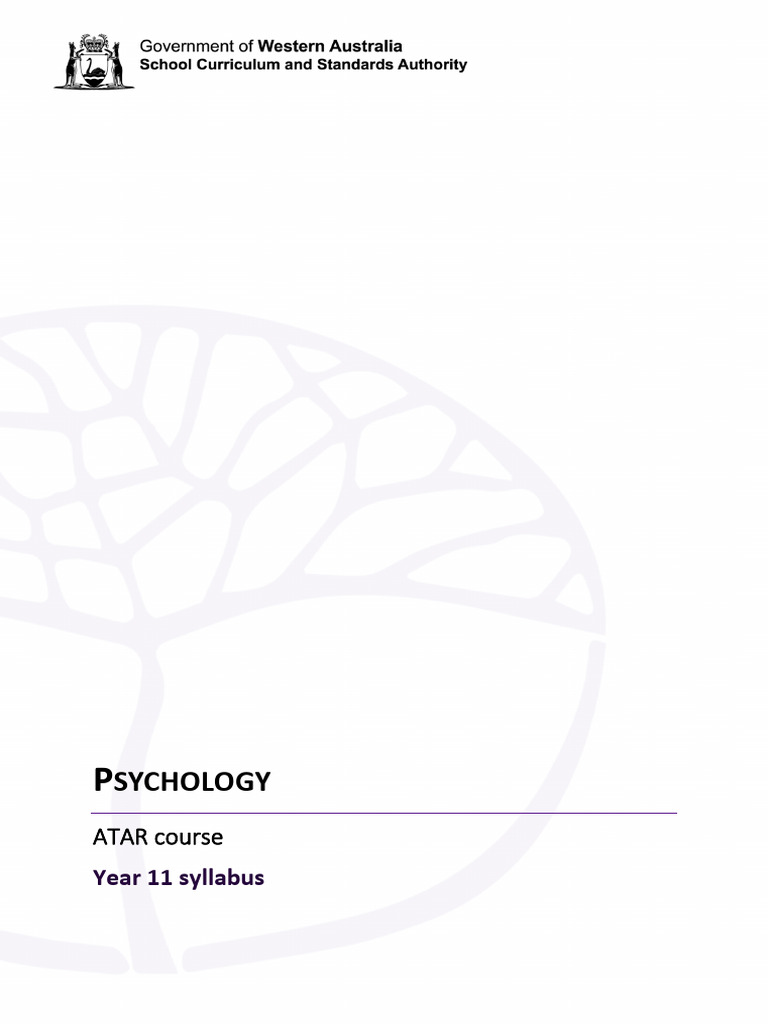 Psychology ATAR Year 11 Syllabus For Teaching From January 2025 | PDF ...