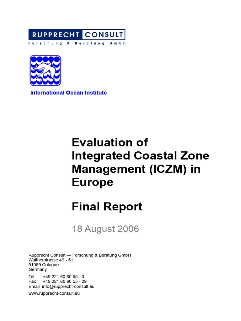Evaluation of Integratec Coastal Zone Management (ICZM) in Europe | PDF ...