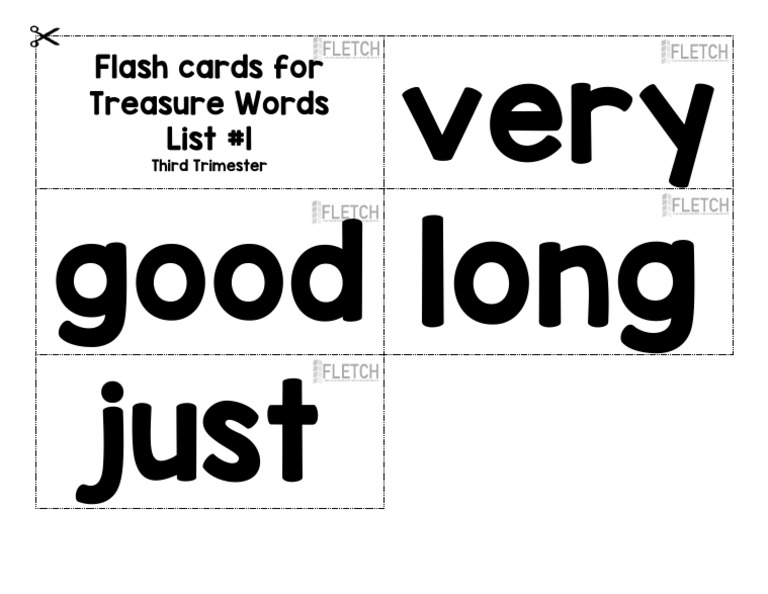 Flash cards for Treasure Words List | PDF