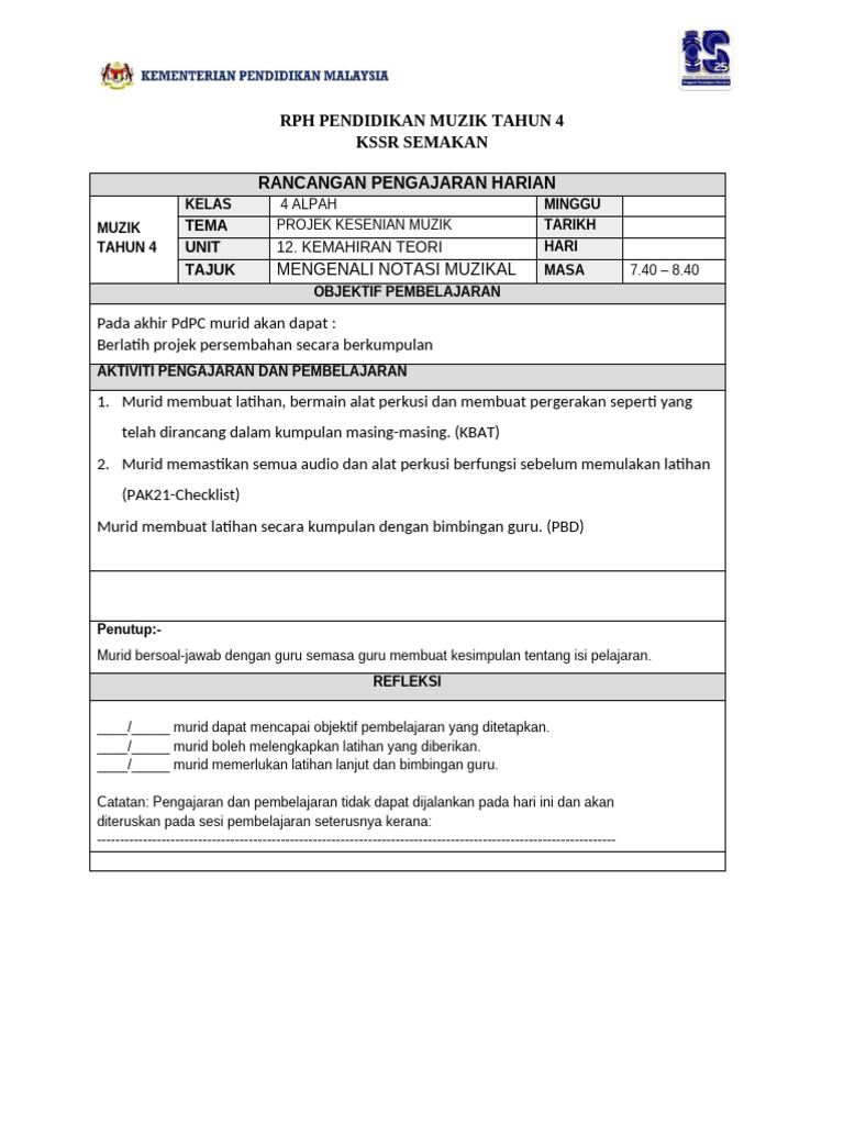 RPH Pendidikan Moral Tahun 1 | PDF