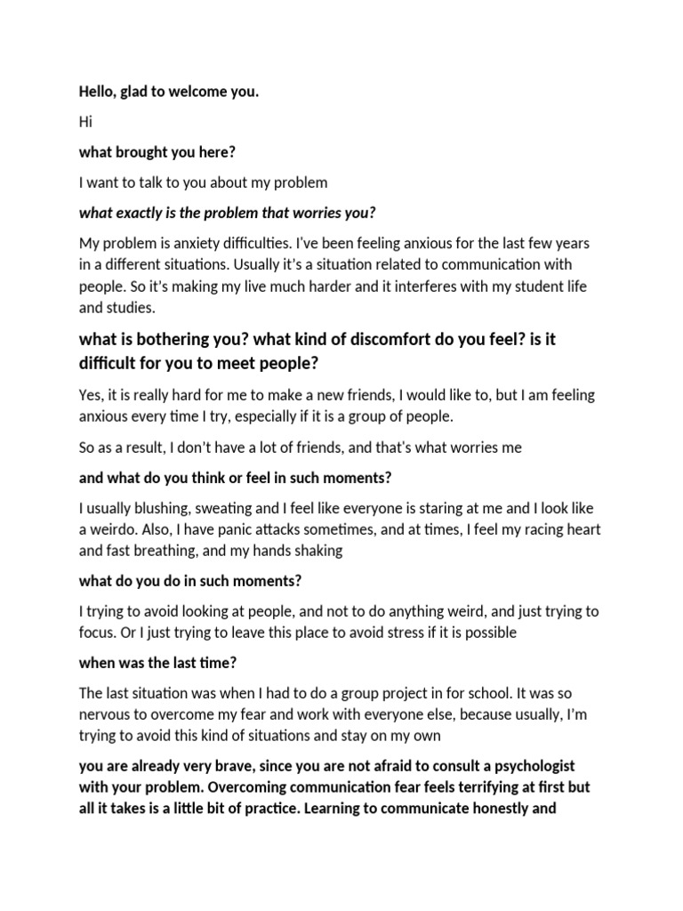 Role Play Counselling | PDF | Anxiety | Abnormal Psychology