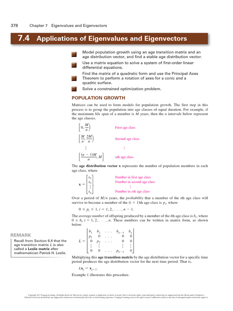 Leslie Models | PDF | Matrix (Mathematics) | Eigenvalues And Eigenvectors