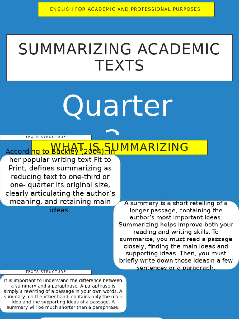 LESSON 3 Summarizing Academic Texts | PDF | Word | Bibliography