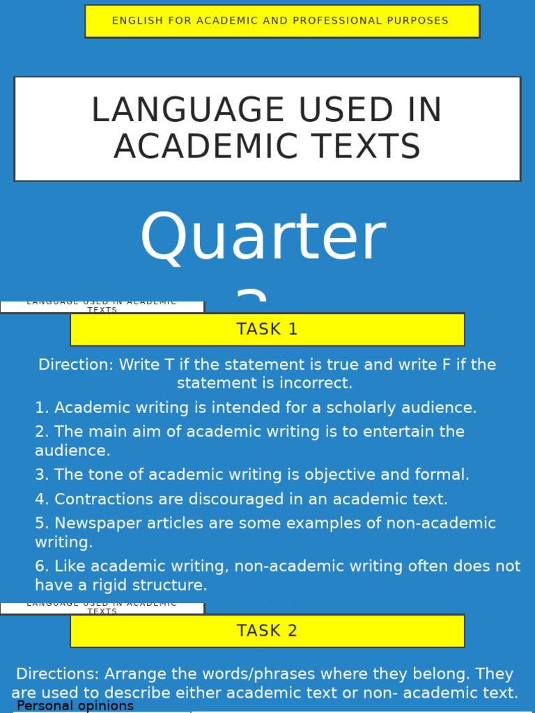 Language in Academic Writing Guide | PDF | Thesis | Essays