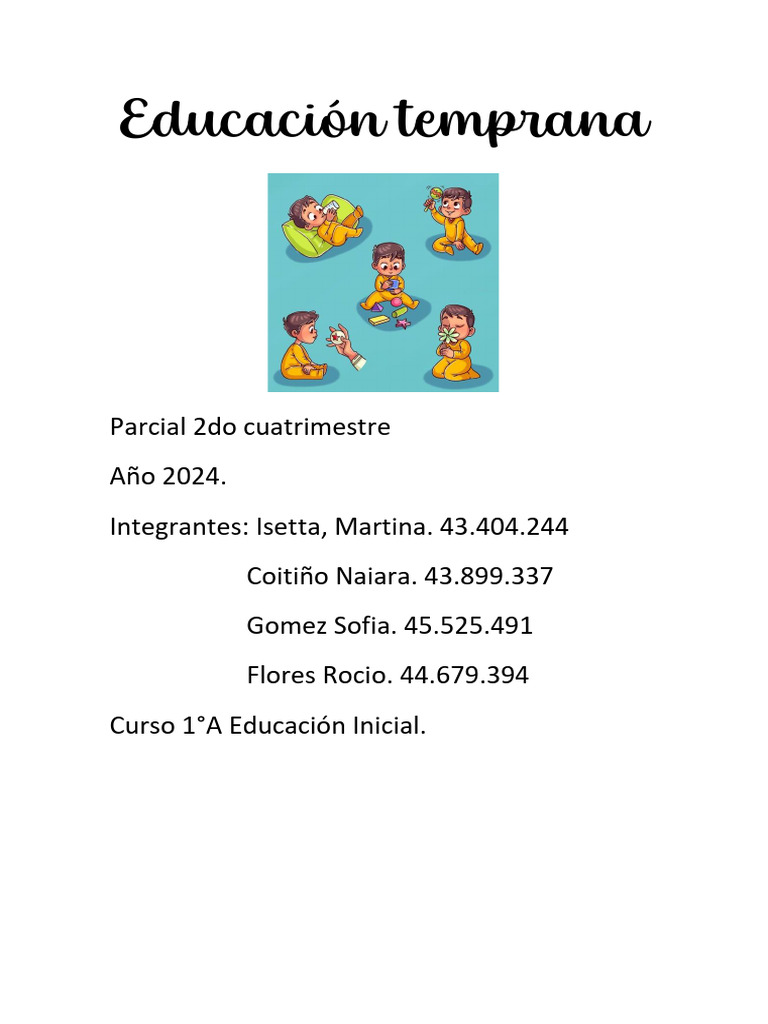 2 Parcial Educacion Temprana 2024-3 | PDF | Aprendizaje | Adultos