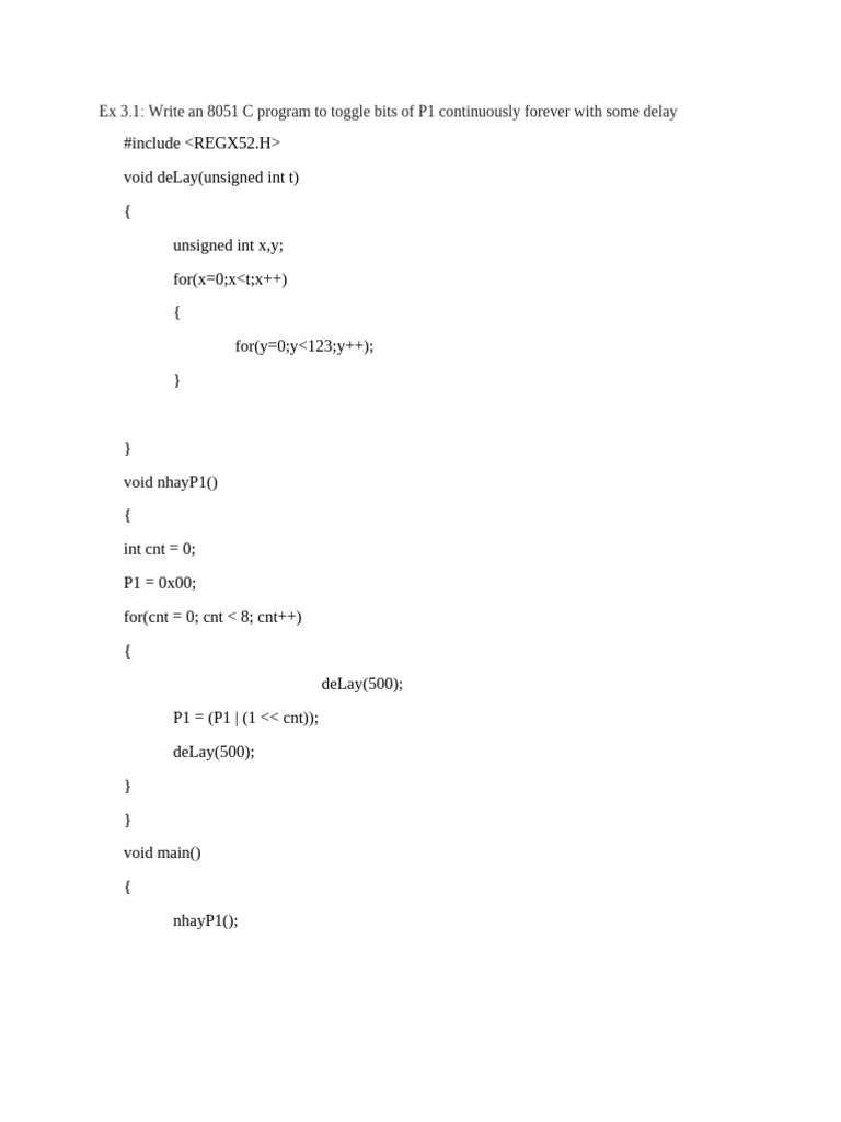 8051 C Programs for Bit Toggling and LED Display | PDF