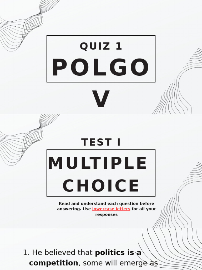 Quiz 1 (Polgov) Key Answers | PDF | Democracy | Political Ideologies