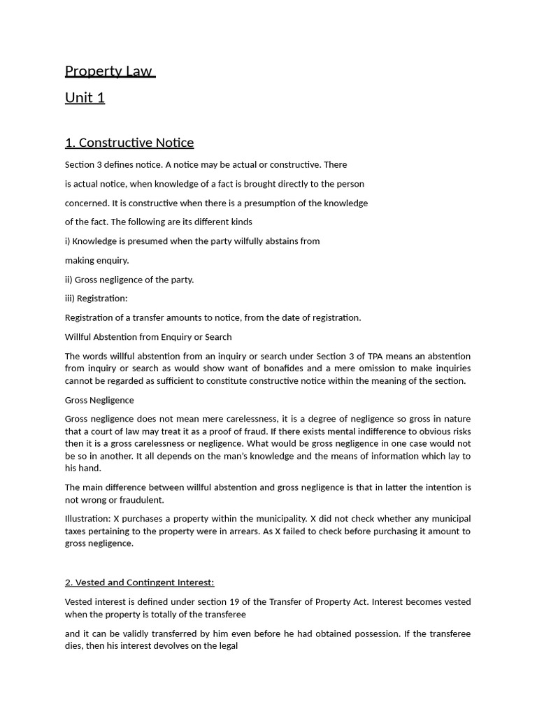 Property Law unit 1 | PDF | Lease | Property