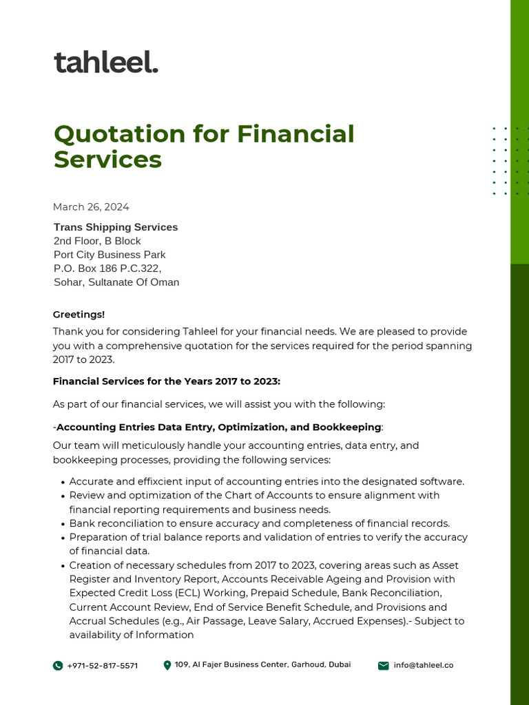 Trans Shipping-tahleel Quote | PDF | Bookkeeping | Accrual