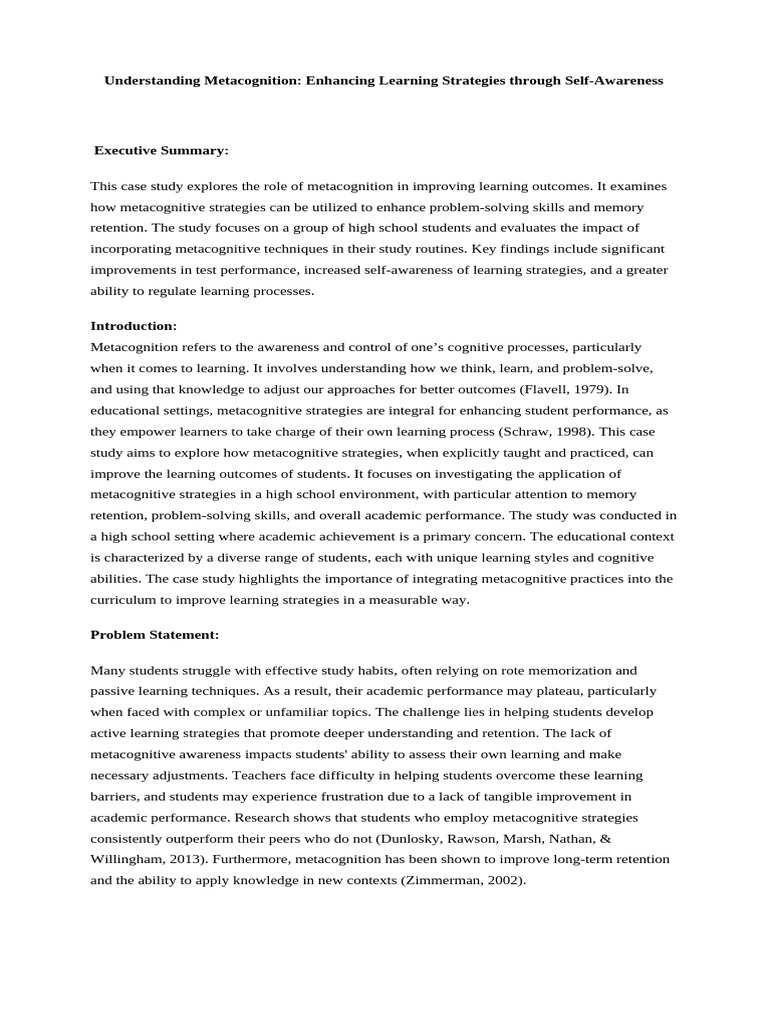 Understanding Metacognition | PDF | Metacognition | Learning