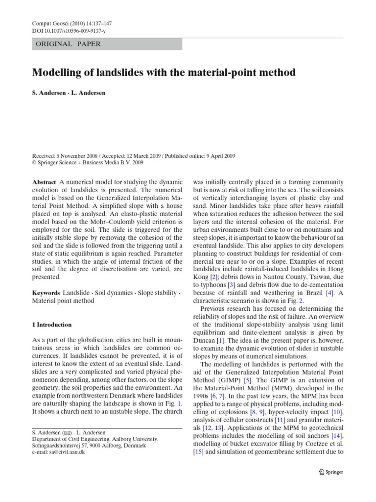 Modelling of Landslides With The Material-Point Method | PDF | Landslide | Continuum Mechanics