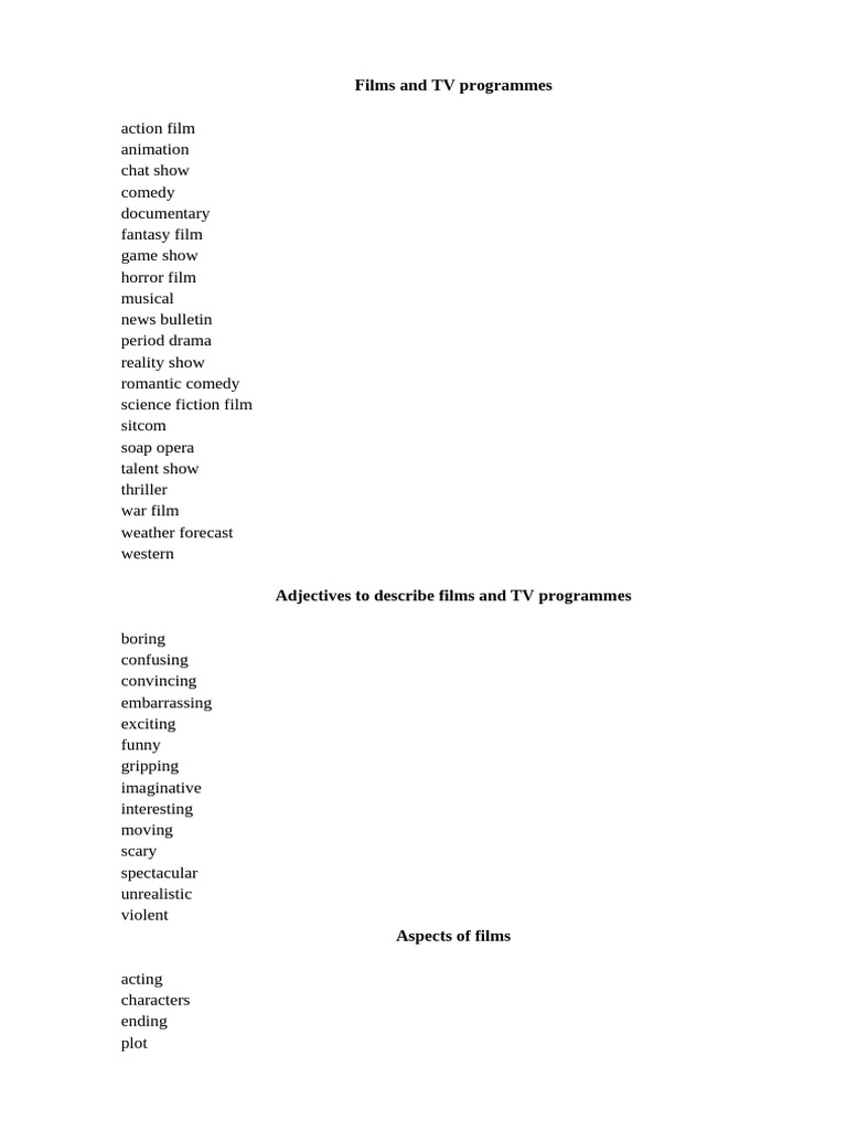 Overview of Films and TV Genres | PDF